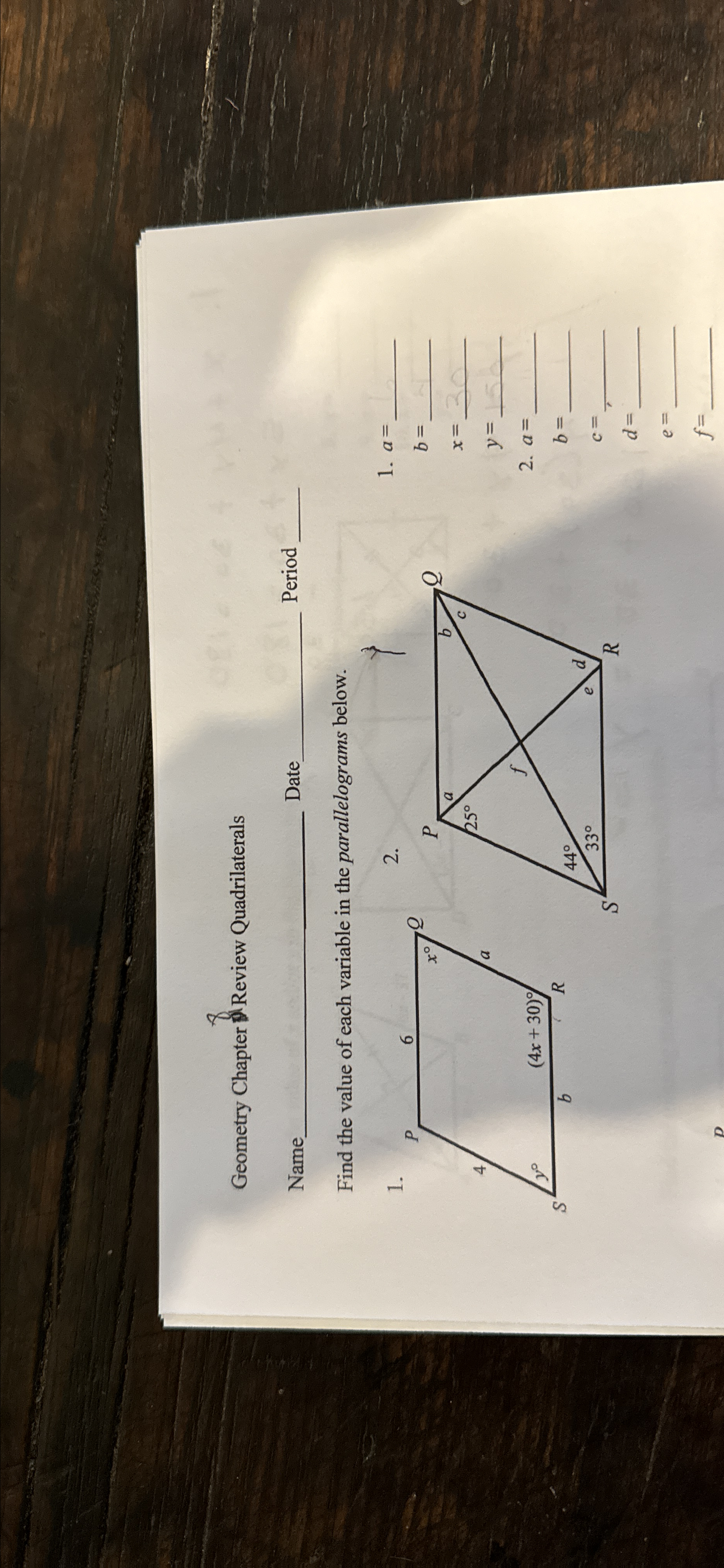 Solved Geometry ChapterReview QuadrilateralsName q, ﻿Date q, | Chegg.com