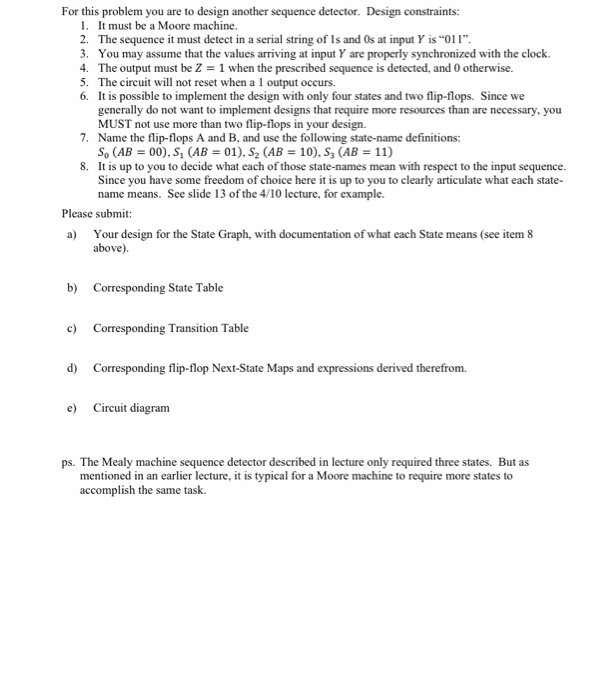 Solved For this problem you are to design another sequence | Chegg.com