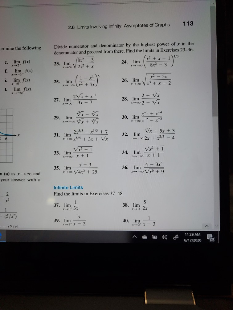 Solved 113 2.6 Limits involving Infinity: Asymptotes of | Chegg.com
