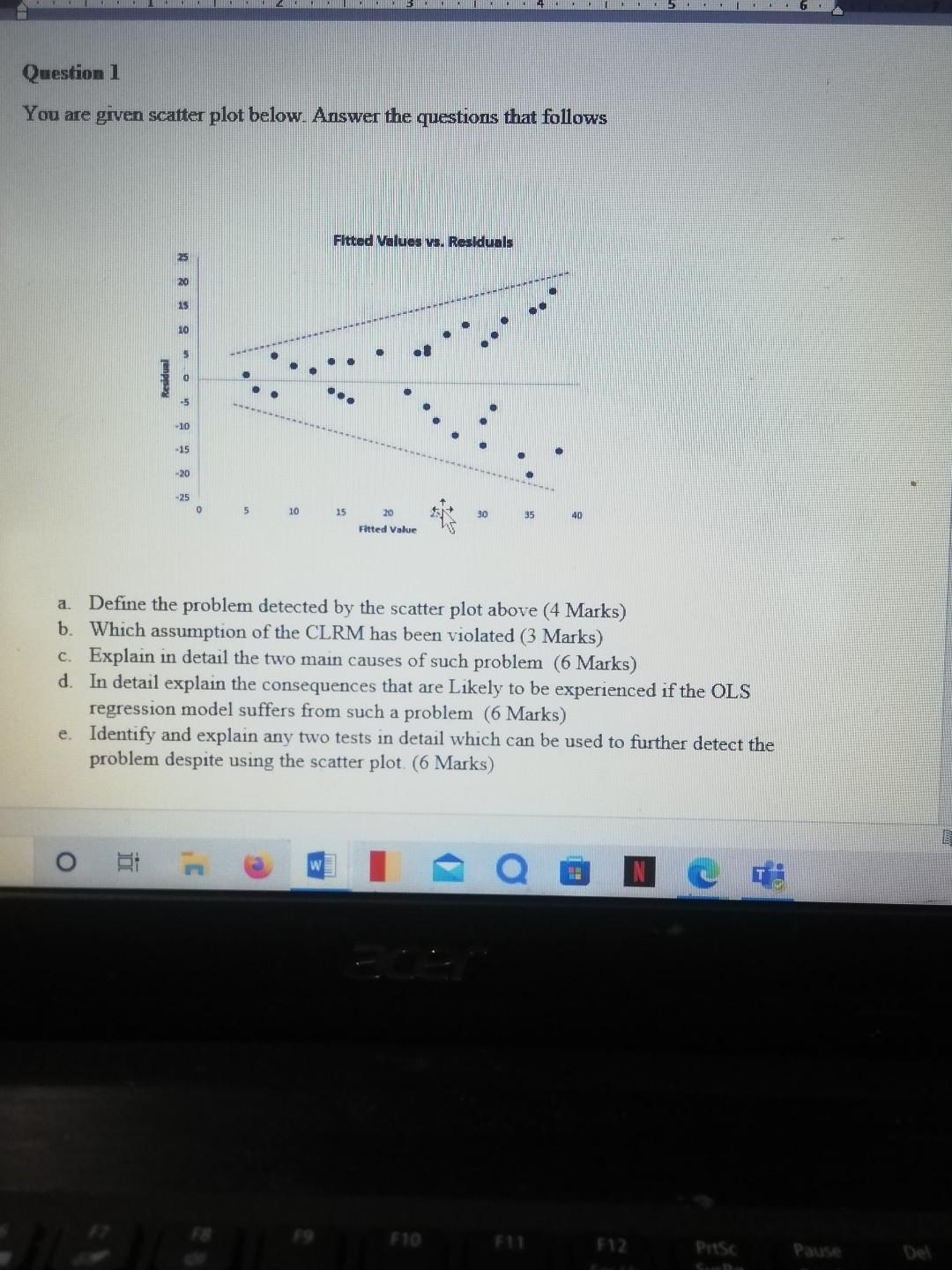 Solved Question 1 You are given scatter plot below. Answer | Chegg.com