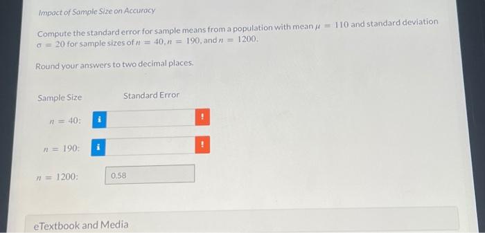 Solved Compute the standard error for sample means from a | Chegg.com