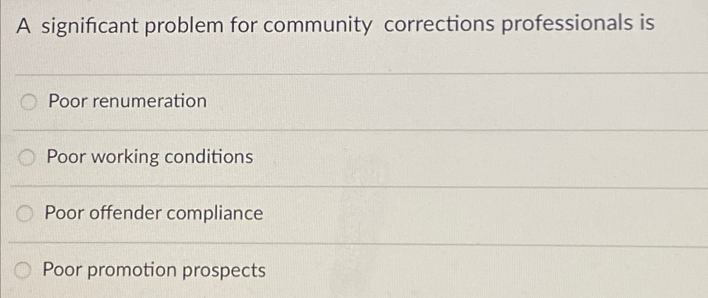 Solved A significant problem for community corrections | Chegg.com