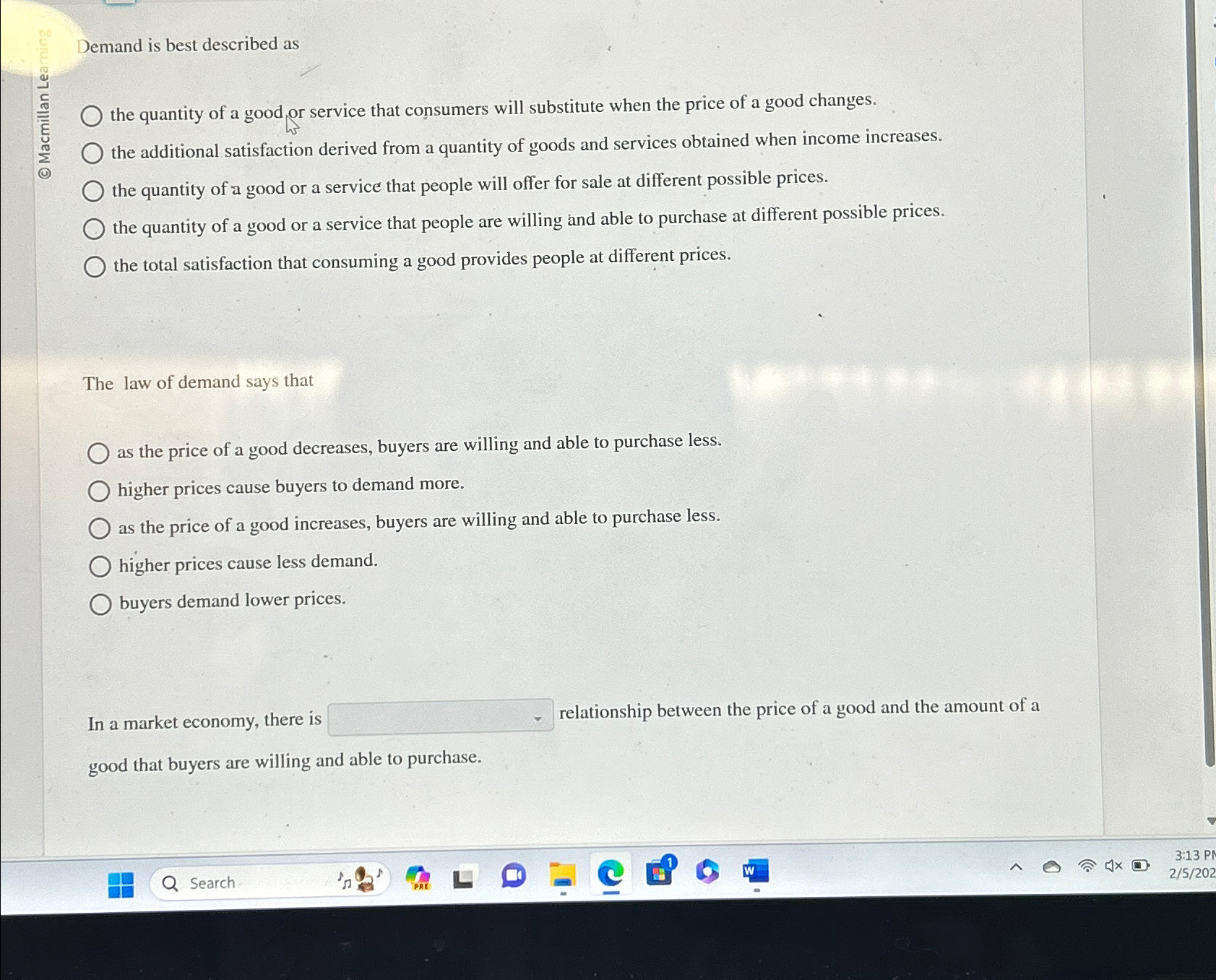 Solved Demand is best described asthe quantity of a good or | Chegg.com