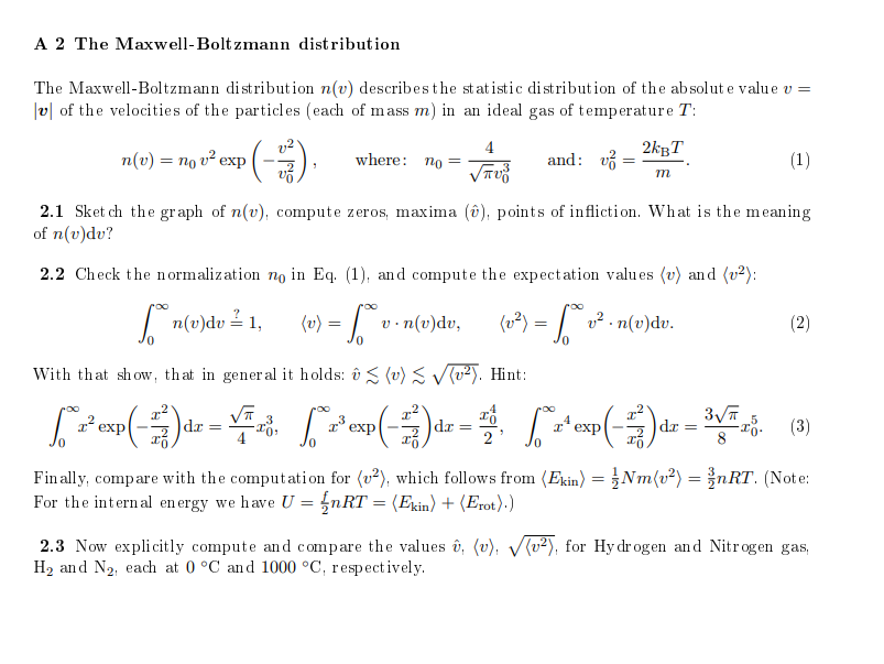 Solved A 2 ﻿The Maxwell-Boltzmann distributionThe | Chegg.com