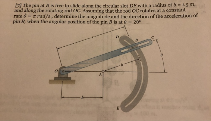 Solved [7] The pin at B is free to slide along the circular | Chegg.com