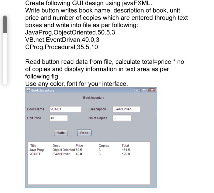 Solved Create following GUI design using javaFXML. Write | Chegg.com