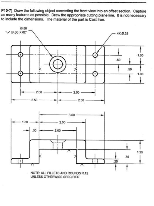 Solved P10-7) Draw the following object converting the front | Chegg.com