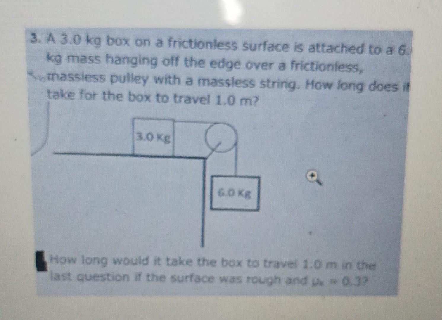 Solved 3. A 3.0 kg box on a frictionless surface is attached | Chegg.com