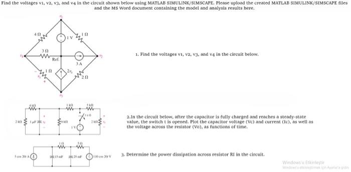 Find the voltages v1, v2, v3, and v4 in the circuit | Chegg.com