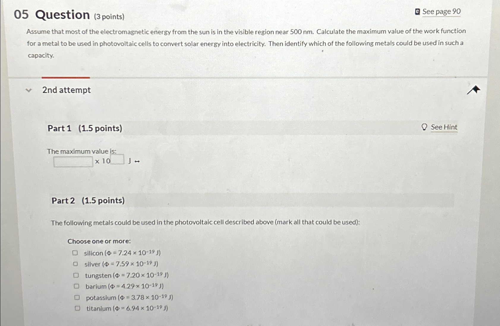 Solved 05 Question (3 points)\\nB See page 90\\nAssume that | Chegg.com