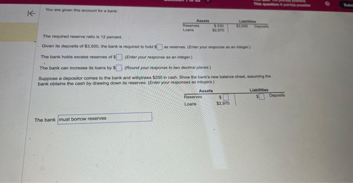 Solved Vou Are Given This Acoount For A Hank The Required 