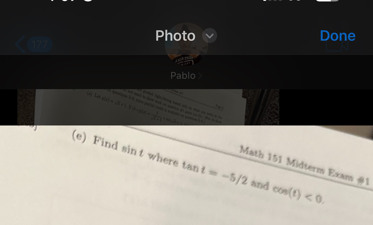 Solved PhotoDonePablo(e) ﻿Find sint ﻿where tant=-52 ﻿and | Chegg.com