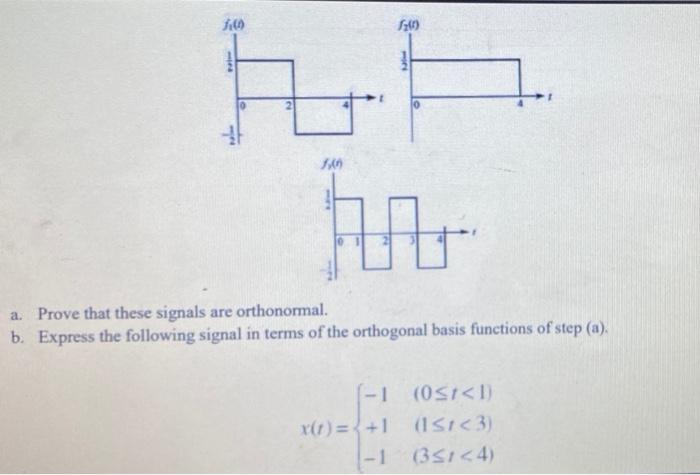 Solved 20 fut a. Prove that these signals are orthonormal. | Chegg.com