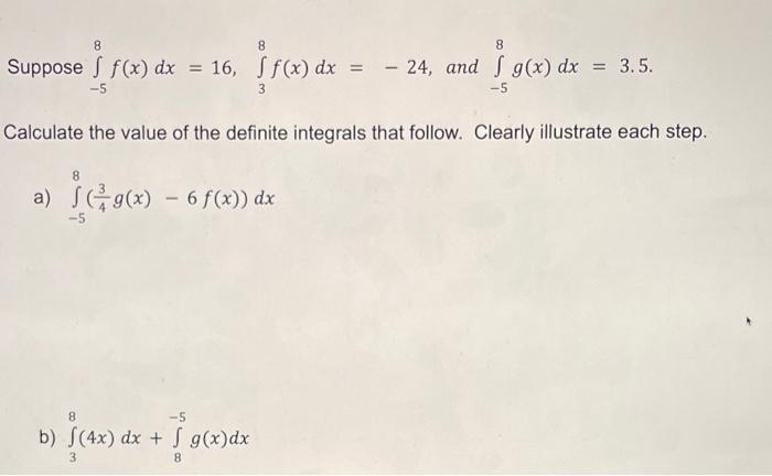 Solved Suppose ∫−58f(x)dx=16,∫38f(x)dx=−24, and | Chegg.com