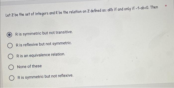 Solved Let z be the set of integers and R be the relation on | Chegg.com