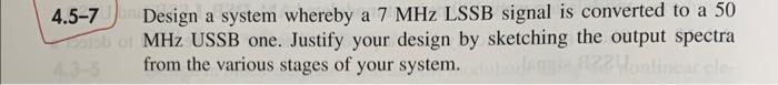 Solved Design a system whereby a 7MHz LSSB signal is | Chegg.com