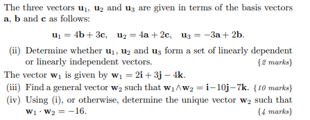 Solved The three vectors u1,u2 ﻿and u3 ﻿are given in terms | Chegg.com