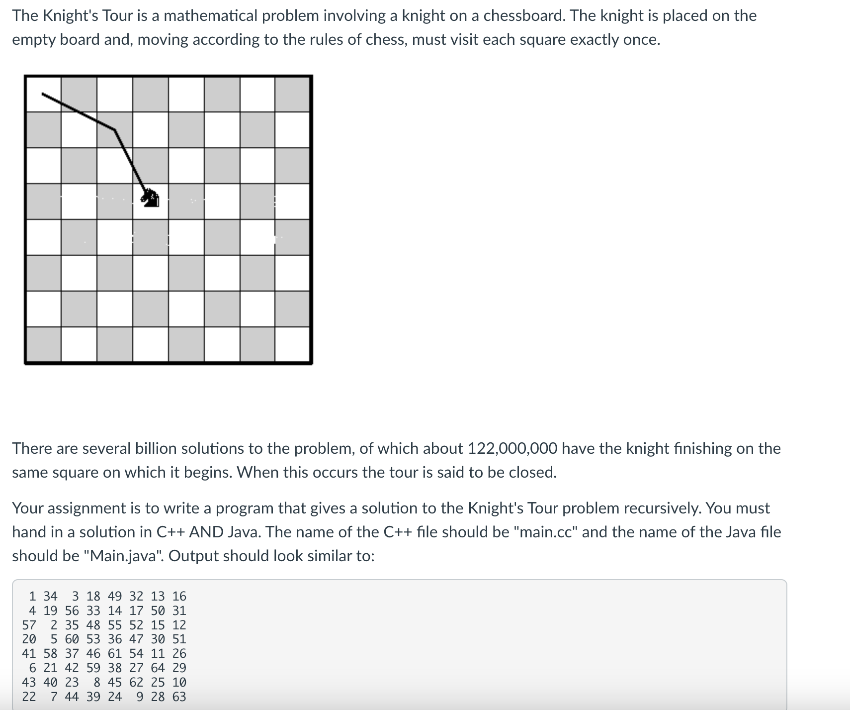 The Knight's Tour is a mathematical problem involving | Chegg.com