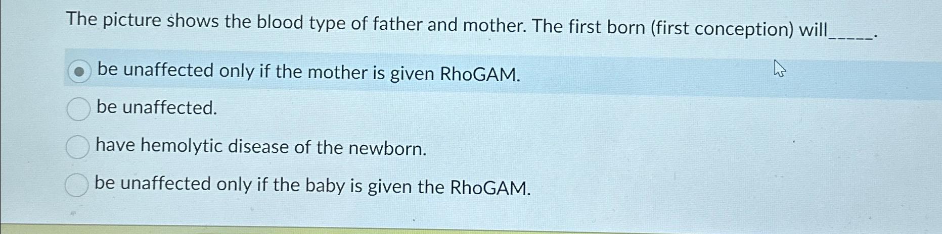 Solved The picture shows the blood type of father and | Chegg.com