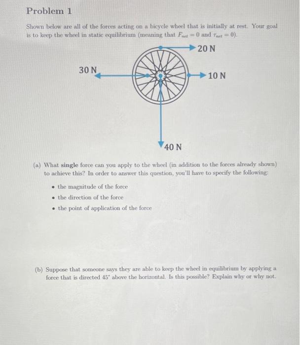 Solved Shown below are all of the forces acting on a bicycle | Chegg.com