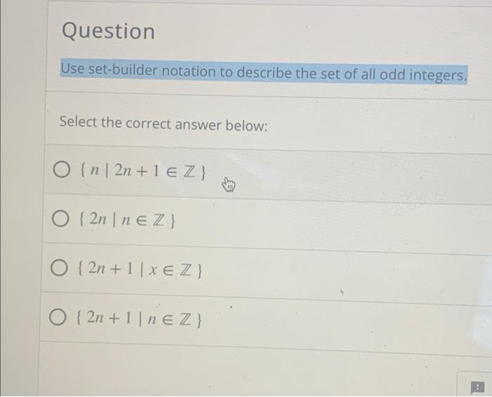 Solved Question Use set-builder notation to describe the set | Chegg.com