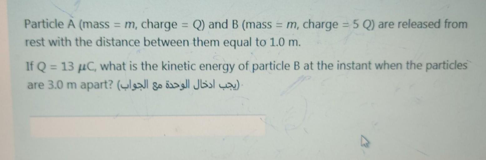 Solved Particle A (mass = m, charge = Q) and B (mass = m, | Chegg.com