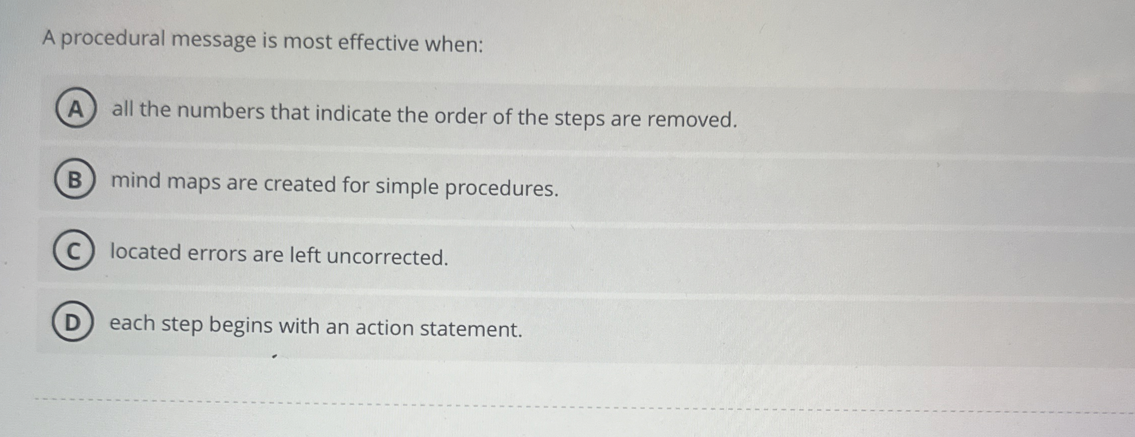 Solved A procedural message is most effective when:all the | Chegg.com