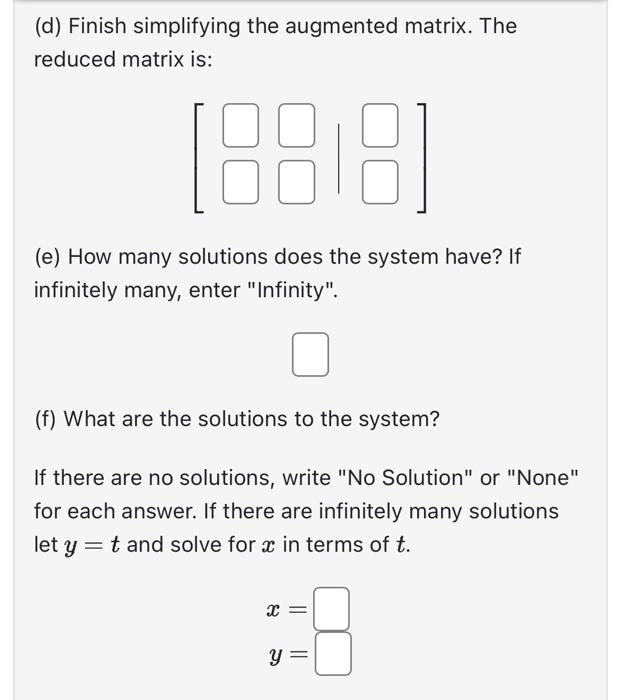 Solved Solve the following system using augmented matrix | Chegg.com