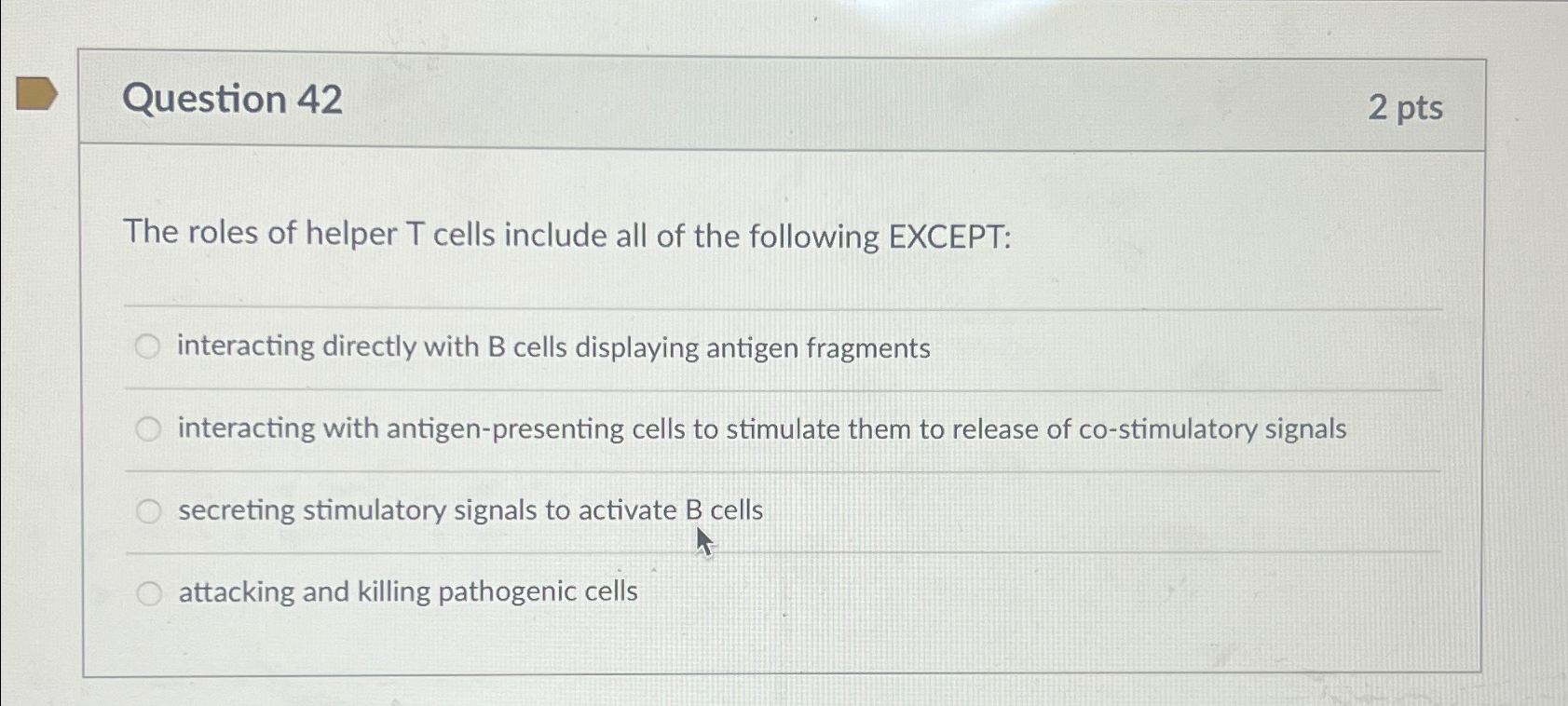 Solved Question 422ptsThe roles of helper T cells include | Chegg.com
