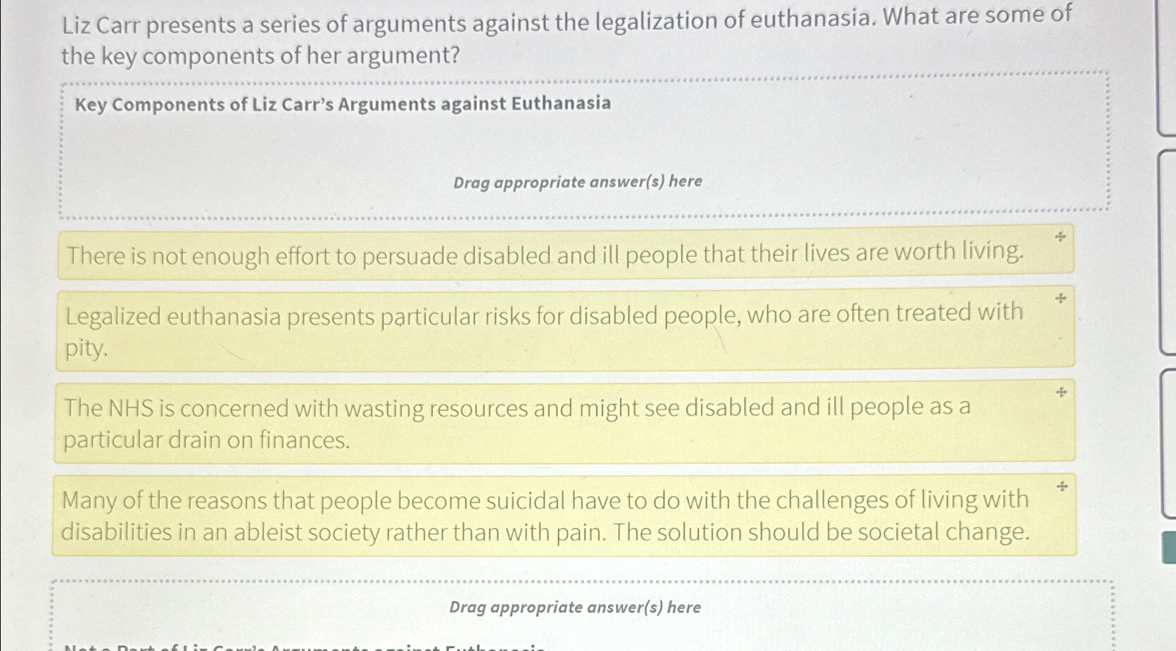 Liz Carr presents a series of arguments against the | Chegg.com