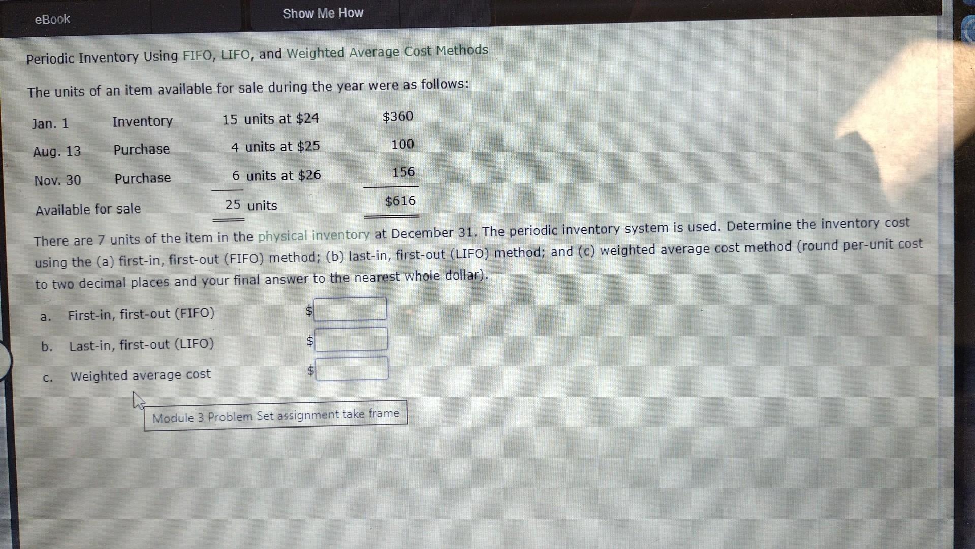 Solved Periodic Inventory Using FIFO, LIFO, and Weighted | Chegg.com