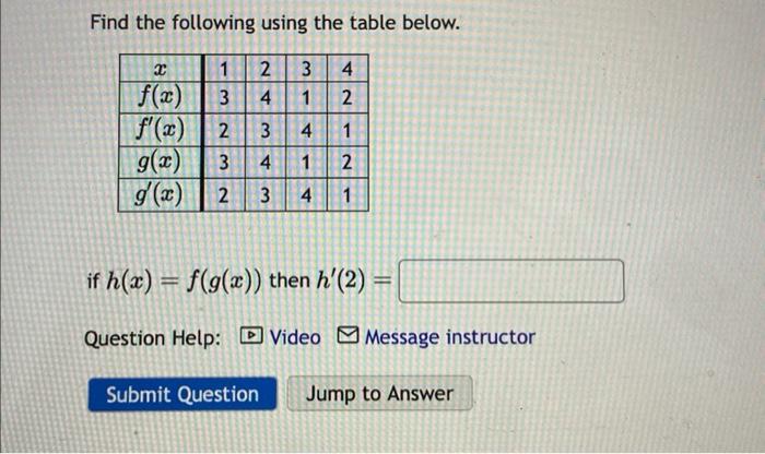 Solved Find the following using the table below. if | Chegg.com