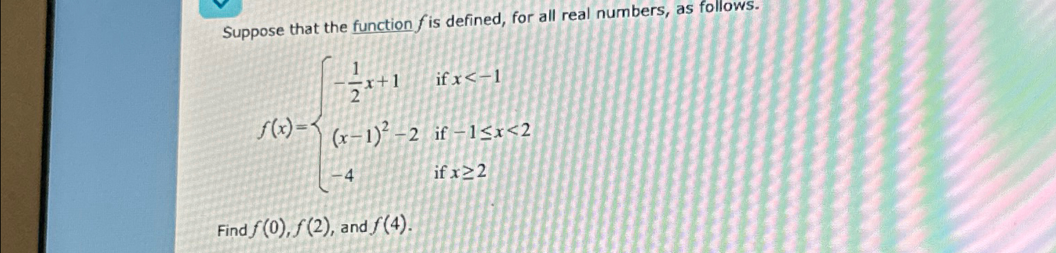 Solved Suppose that the function f ﻿is defined, for all real | Chegg.com