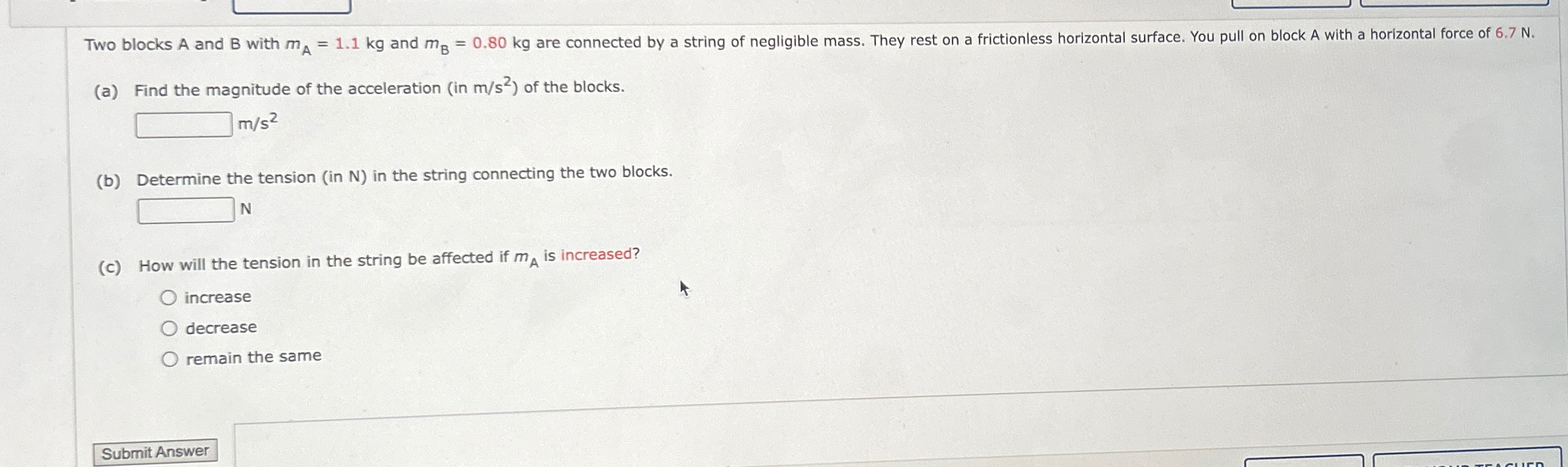 Solved (a) ﻿Find the magnitude of the acceleration (in ms2 ) | Chegg.com