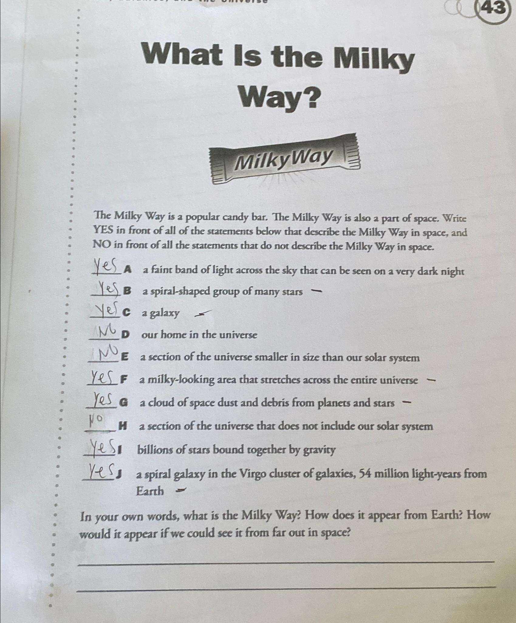 What Is the Milky Way?The Milky Way is a popular | Chegg.com