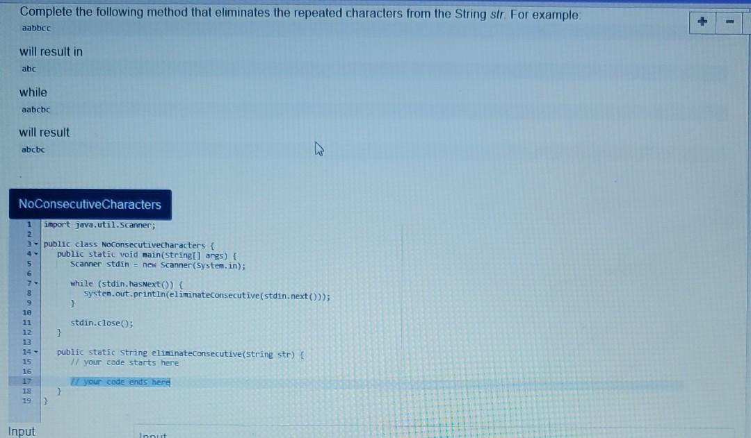 Solved Complete the following method that eliminates the | Chegg.com