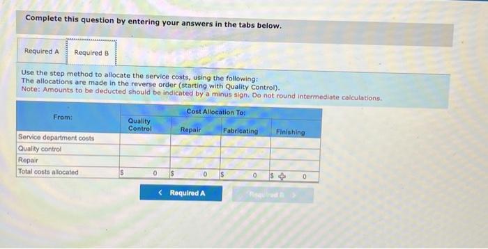 Solved Required: Use the step method to allocate the service | Chegg.com