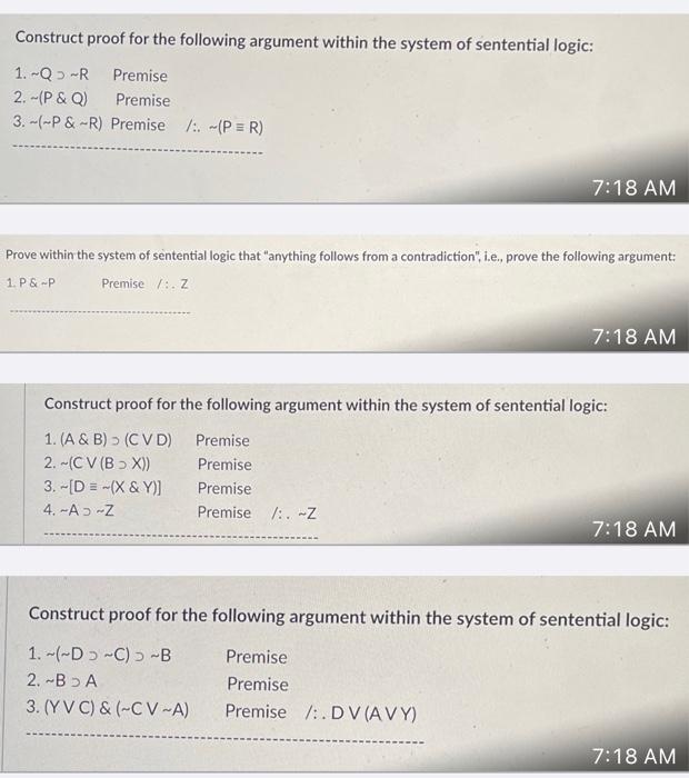 Solved Construct proof for the following argument within the | Chegg.com