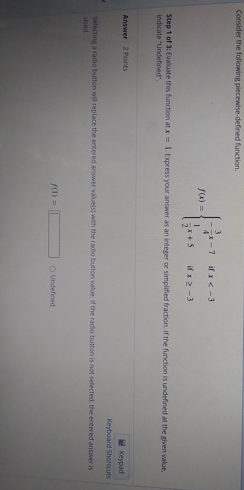 Solved Consider the following piecewise-defined function. - | Chegg.com