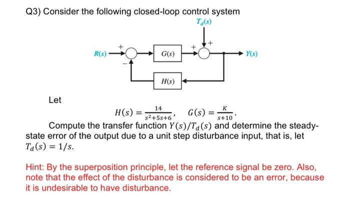 Solved Q3) Consider the following closed-loop control system | Chegg.com