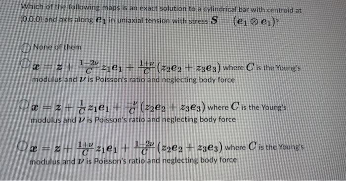 Solved Which of the following maps is an exact solution to a | Chegg.com
