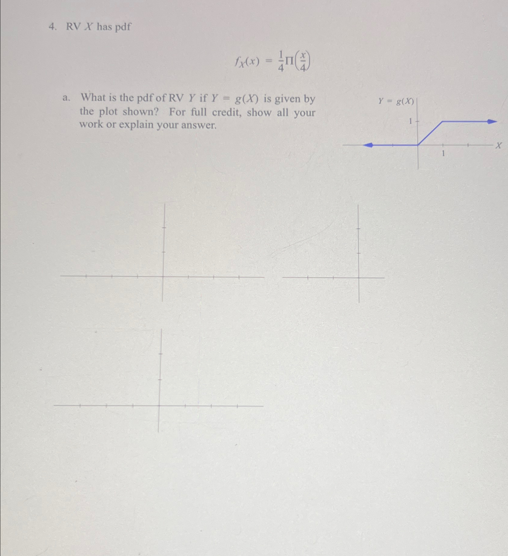 Solved RVx ﻿has pdffx(x)=14Π(x4)a. ﻿What is the pdf of RV Y | Chegg.com