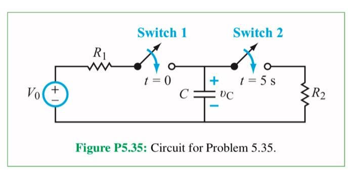 Solved 5.35 The circuit in Fig. P5.35 contains two switches, | Chegg.com