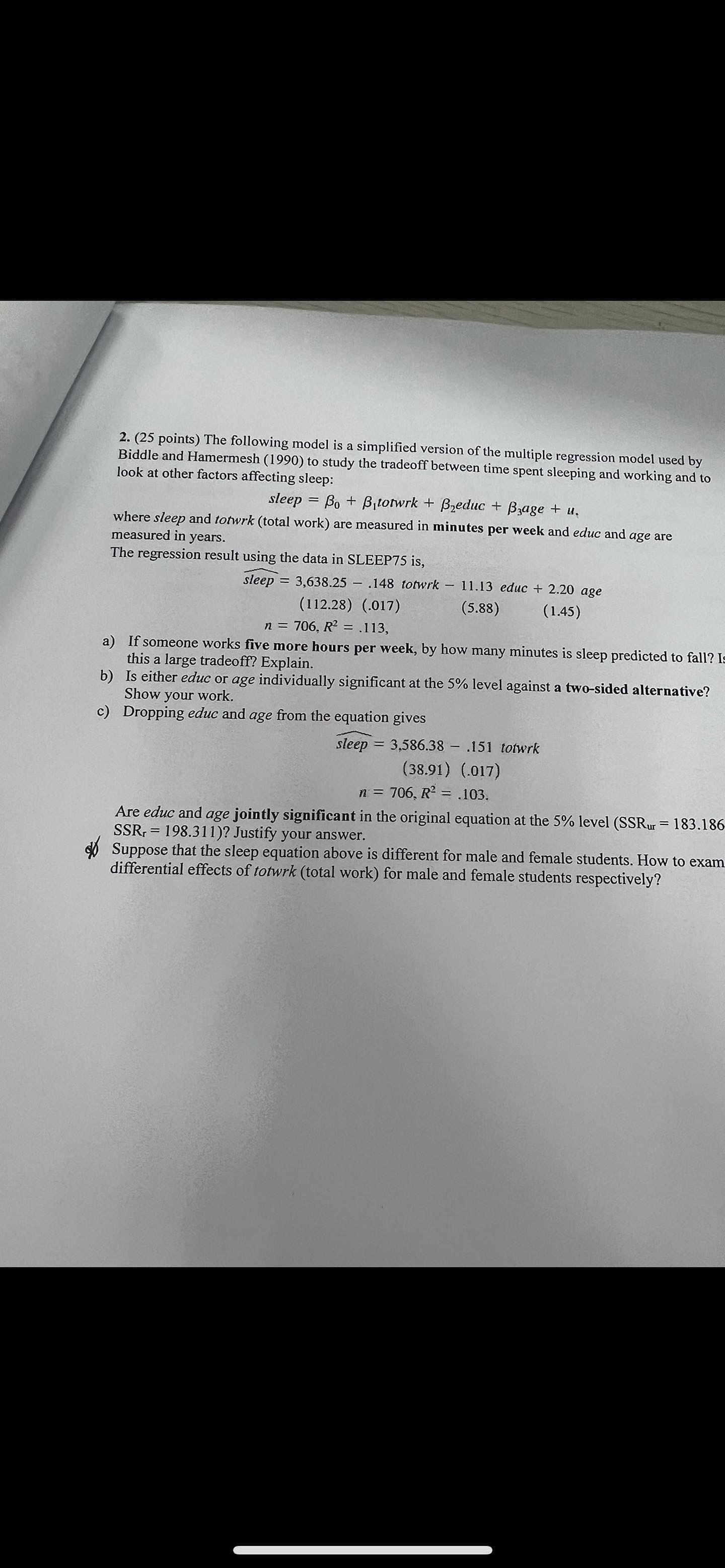 Solved ( 25 ﻿points) ﻿The following model is a simplified | Chegg.com