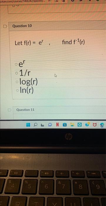 Solved Let f(r)=er, find f−1(r) er1/rlog(r)ln(r) | Chegg.com