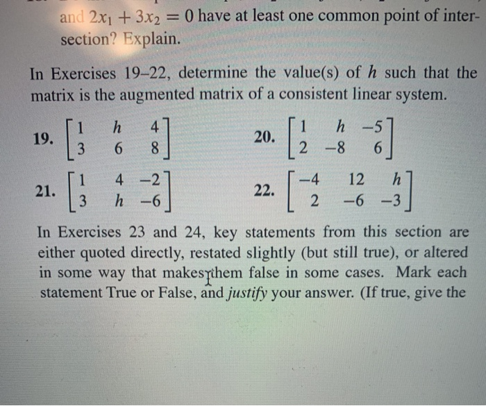 Solved 19. 1 h 47 and 2xı + 3x2 = 0 have at least one common | Chegg.com