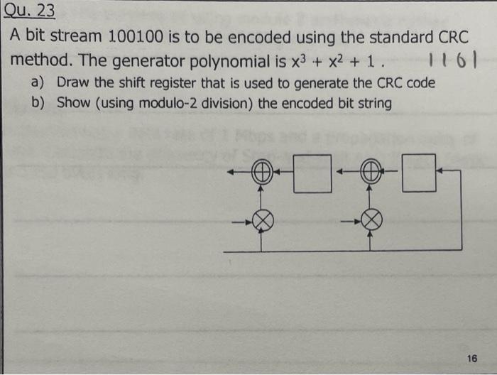 Solved Qu. 23 A bit stream 100100 is to be encoded using the | Chegg.com