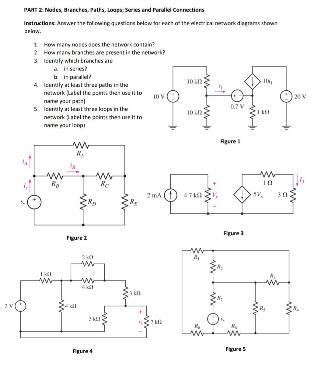 Solved PART 2: Nodes, Branches, Paths, Loops; Series and | Chegg.com