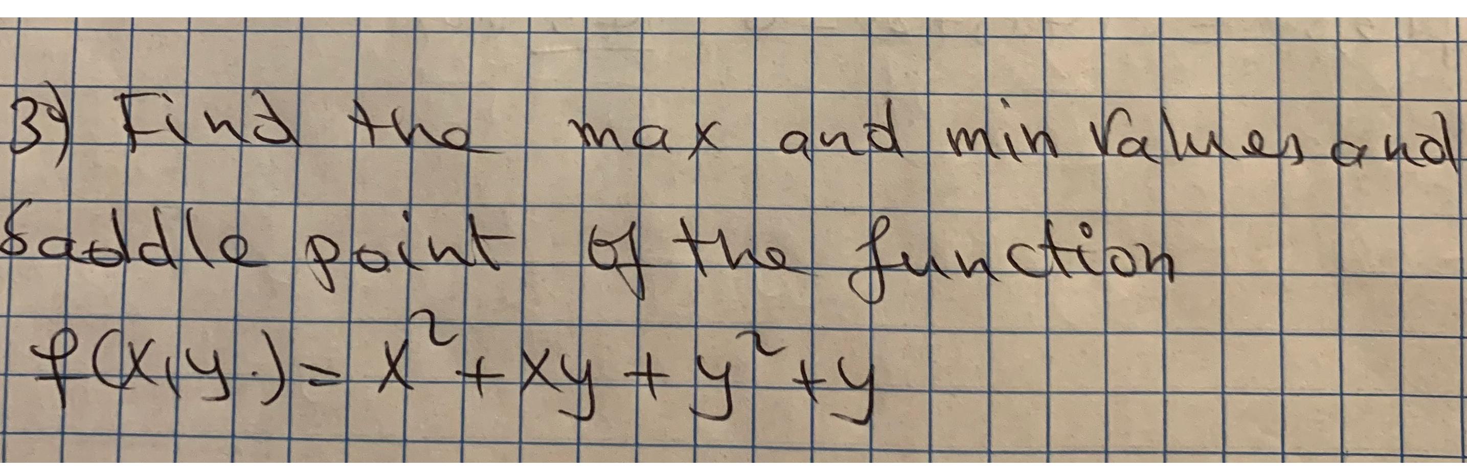 Solved Find the max and min ralues and Saddle point of the | Chegg.com Solved Find the max and min ralues and Saddle point of the | Chegg.com