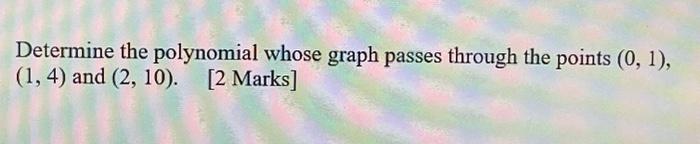 Solved Determine the polynomial whose graph passes through | Chegg.com